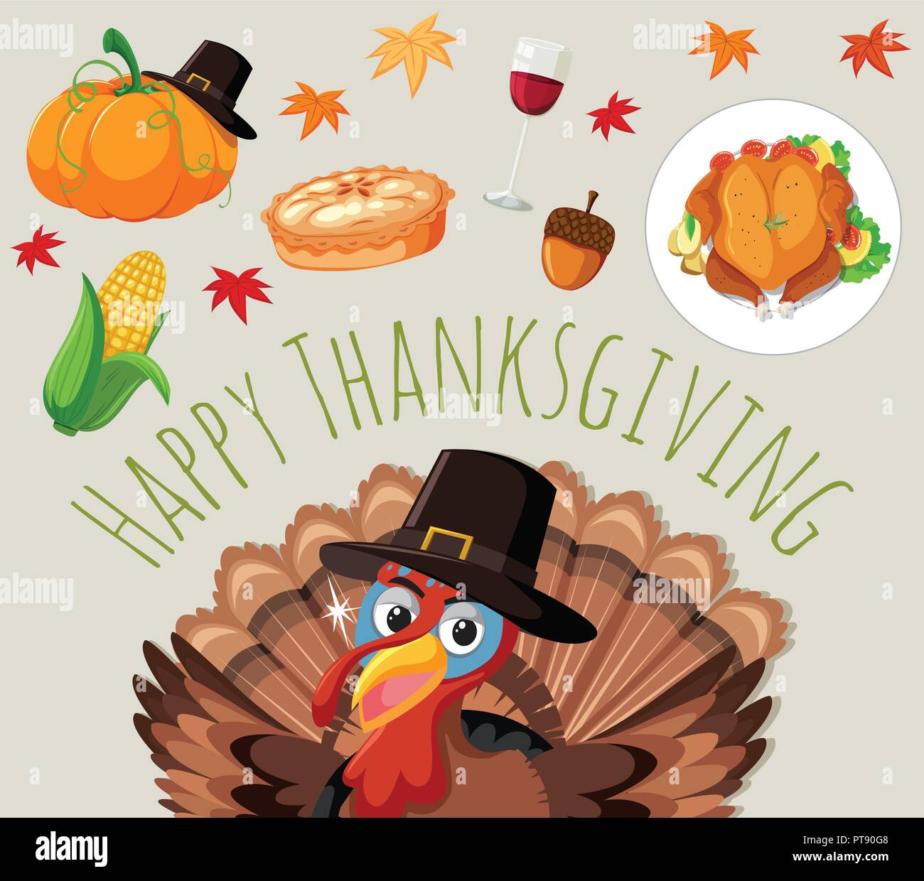Set of thanksgiving food illustration Stock Vector Image & Art - Alamy