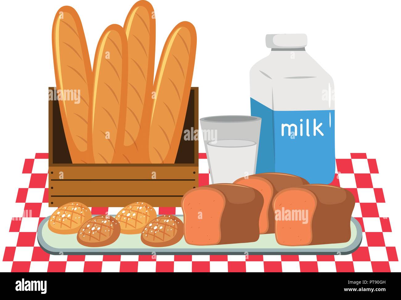 Bread and milk set illustration Stock Vector Image & Art - Alamy