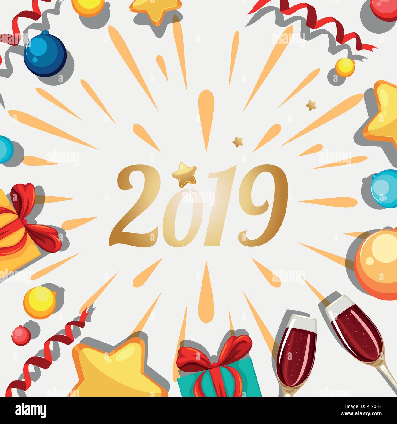 Happy new year 2019 illustration Stock Vector Image & Art - Alamy