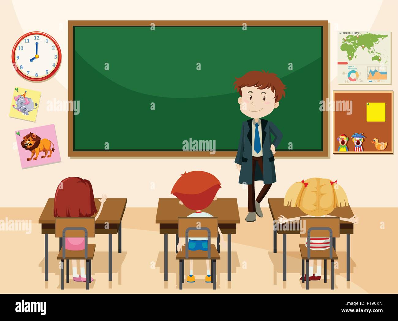 Teacher and students classroom scene illustration Stock Vector Image ...