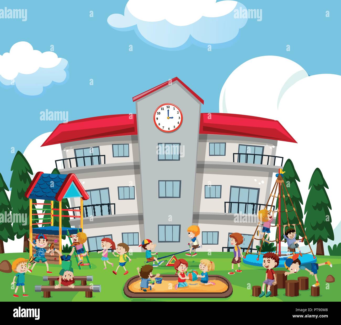 Children seesaw on playground Stock Vector Images - Alamy