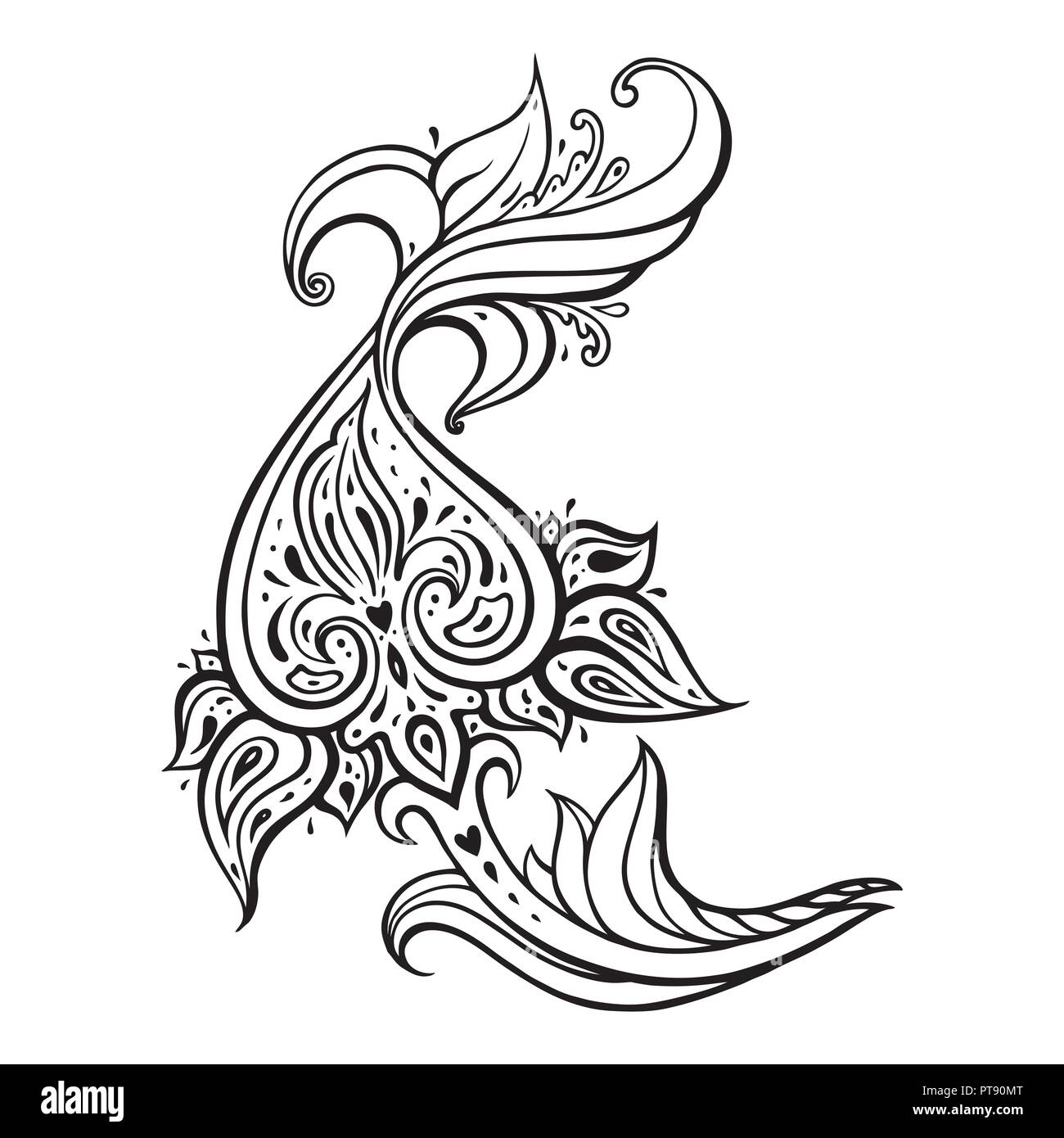 Exotic Paisley. Ethnic ornament, Hand Drawn Boho Vector illustration ...