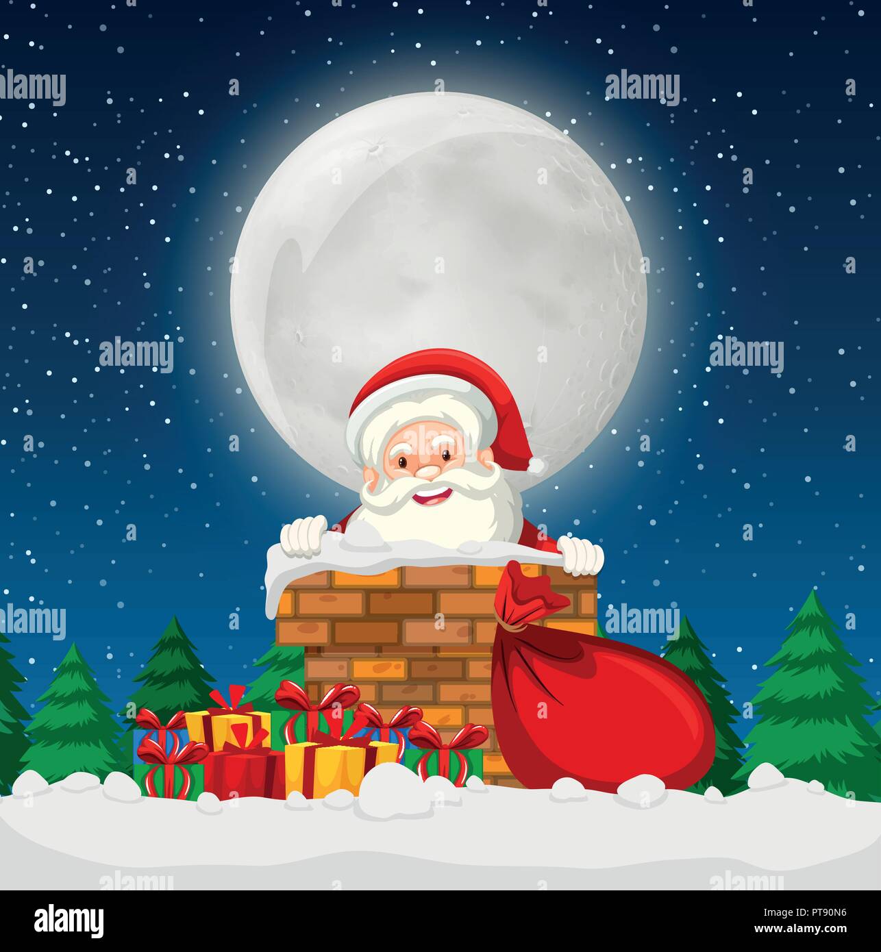 Santa in a chimney scene illustration Stock Vector Image & Art - Alamy