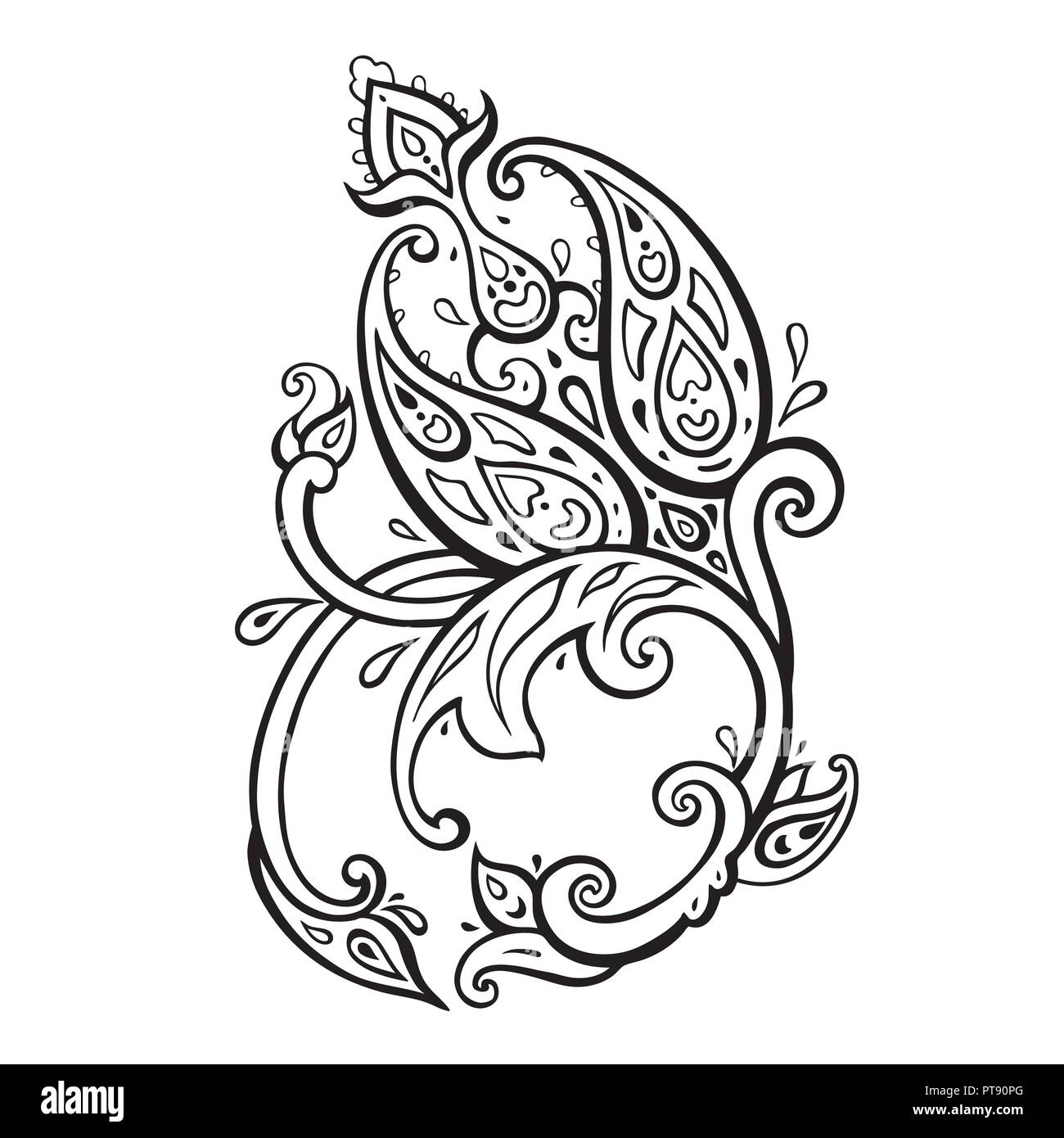 Paisley. Hand Drawn Boho ornament. Vector illustration Stock Vector ...