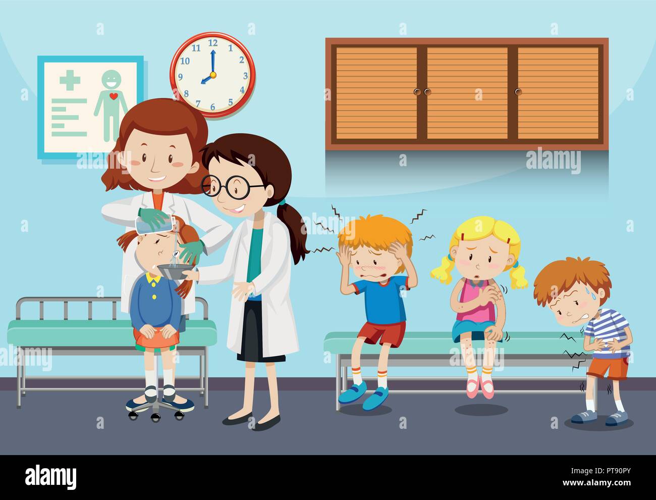 Doctors helping injured children illustration Stock Vector Image & Art ...