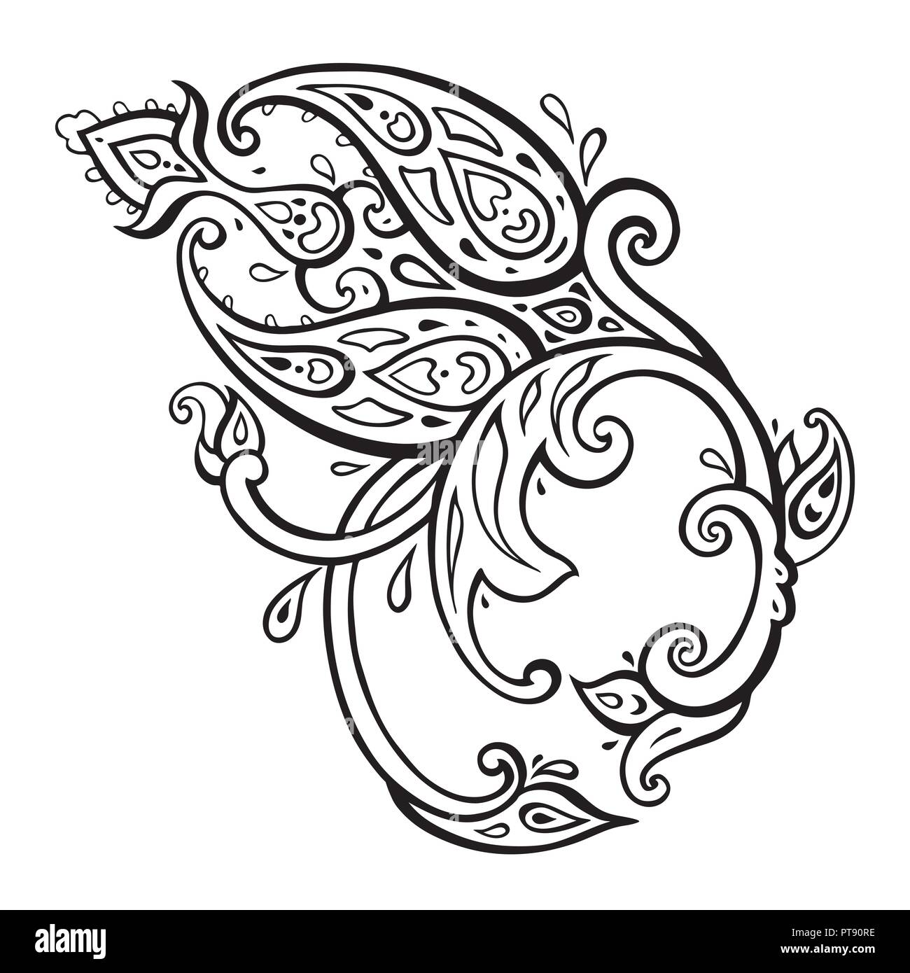 Exotic Paisley. Ethnic ornament, Hand Drawn Boho Vector illustration ...