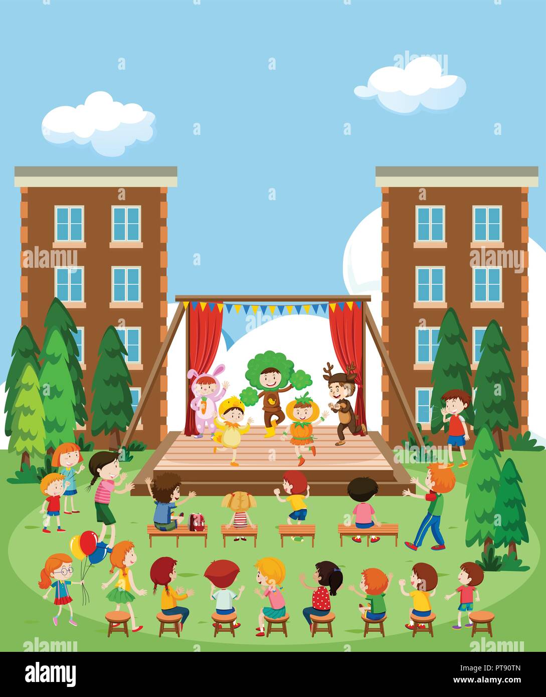Children performing on stage illustration Stock Vector Image & Art - Alamy