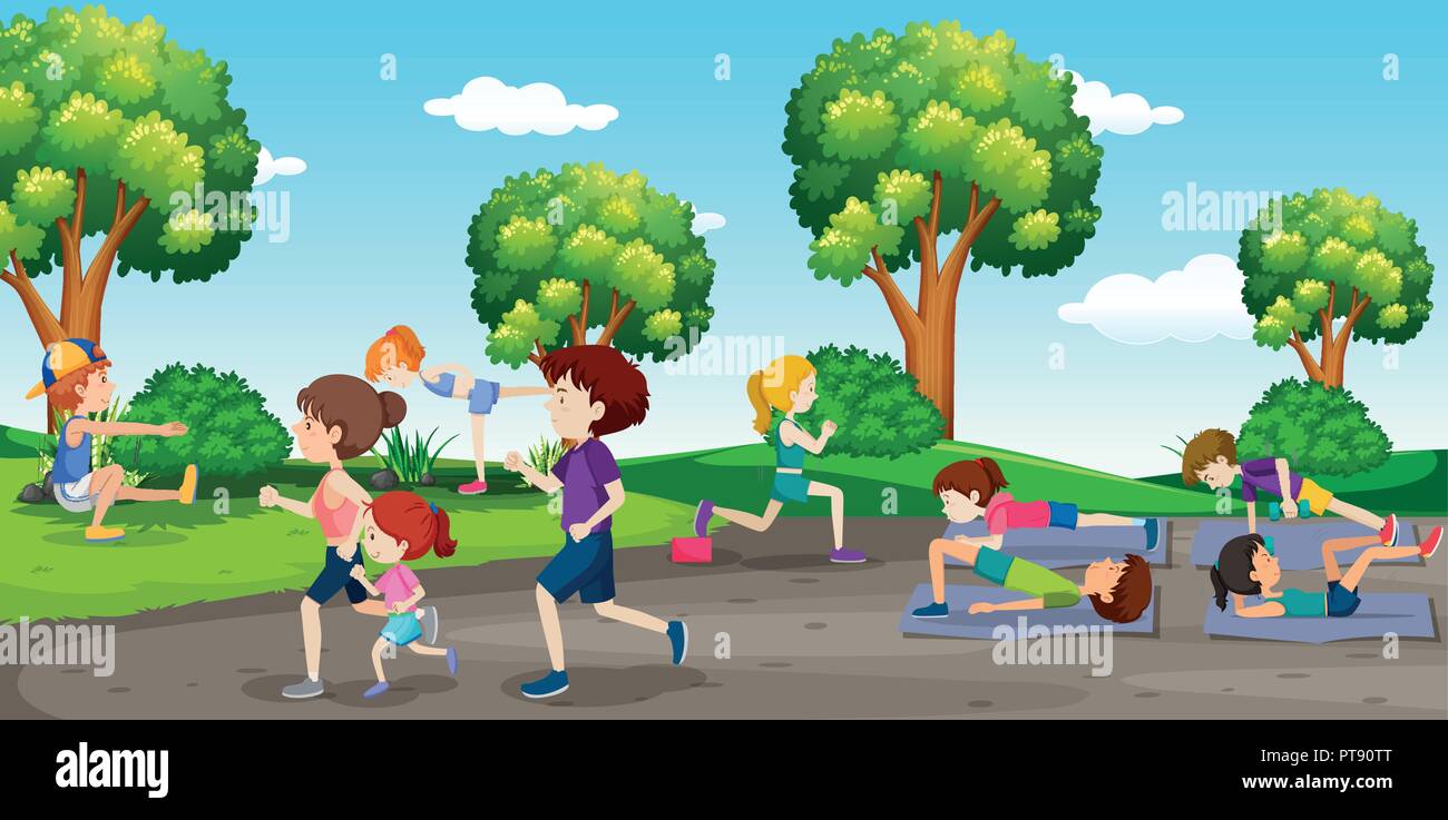 People exericing in the park illustration Stock Vector Image & Art - Alamy