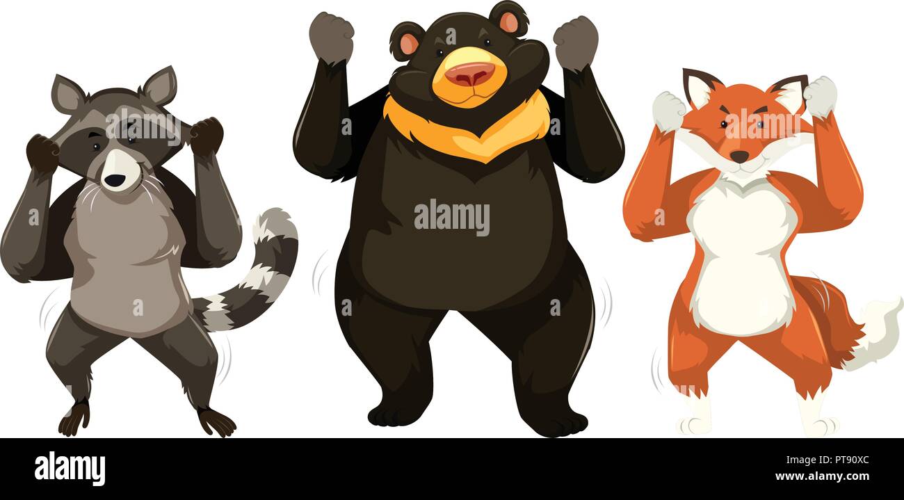 Three animals dancing white background illustration Stock Vector Image ...