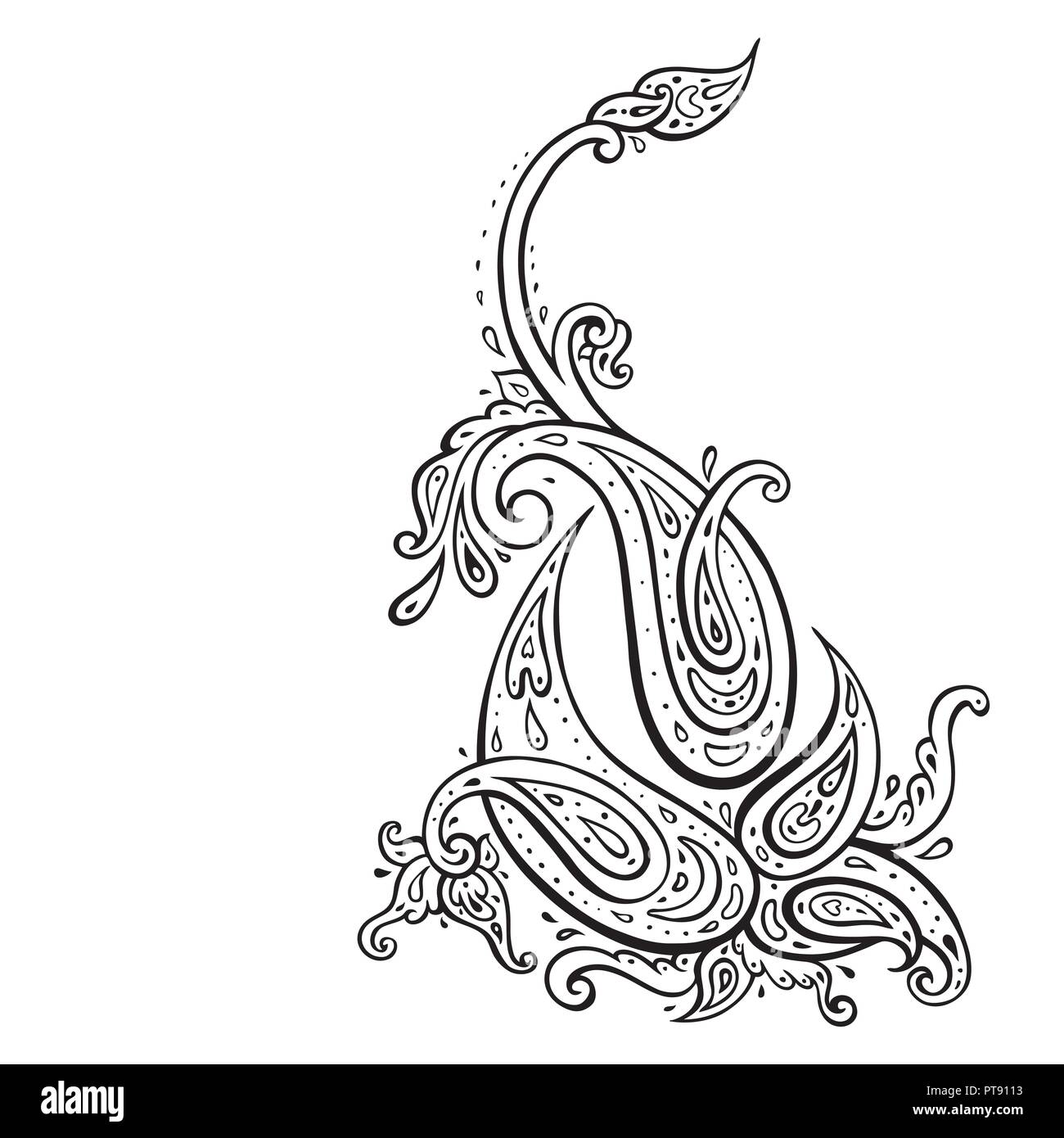 Paisley. Hand Drawn Boho ornament. Vector illustration Stock Vector ...