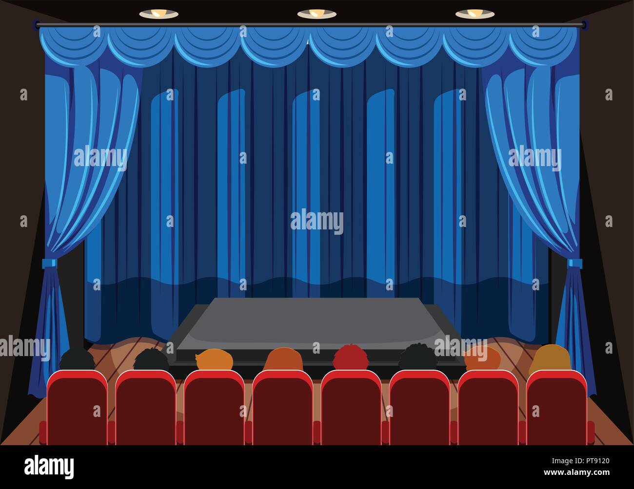 People waiting for the show on stage illustration Stock Vector Image ...