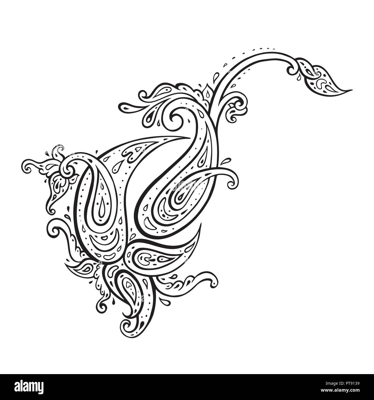 Exotic Paisley. Ethnic ornament. Hand Drawn Boho Vector illustration ...