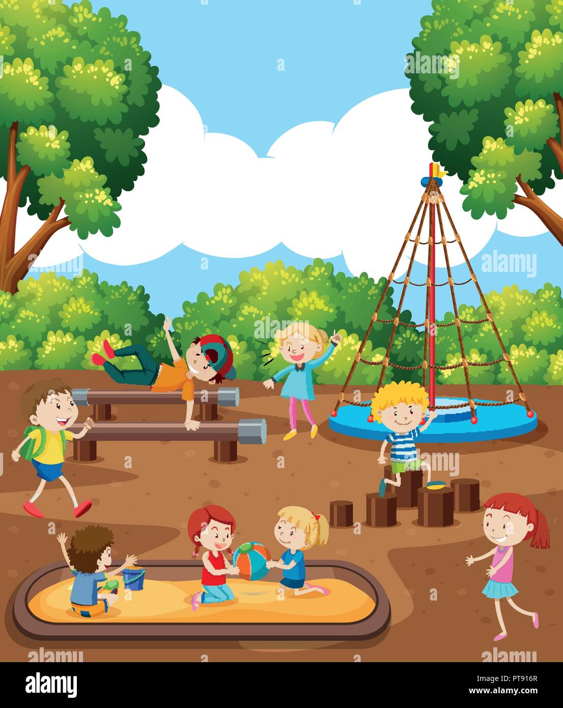 Children playing at playground illustration Stock Vector Image & Art ...