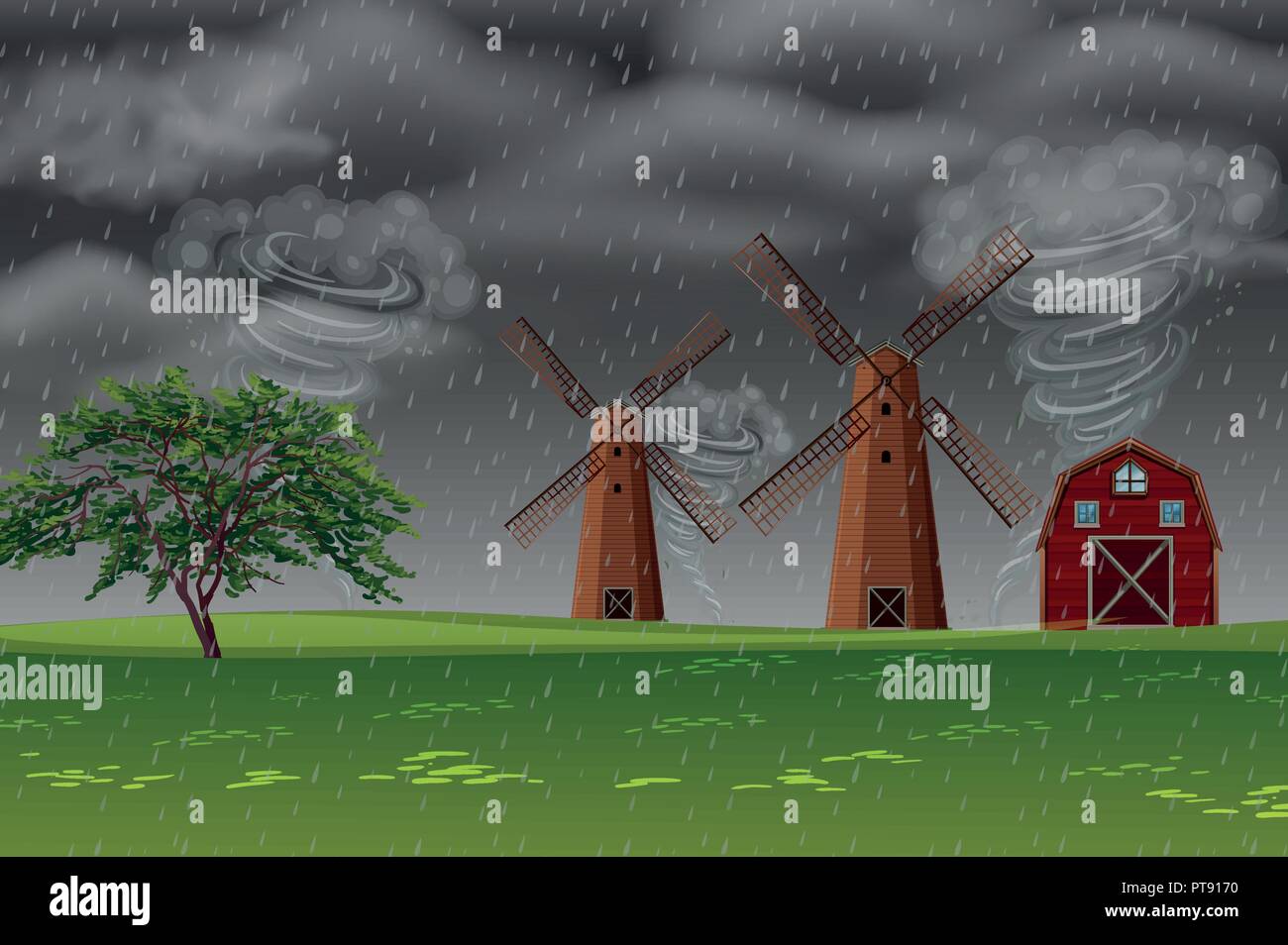 Storm at the farm illustration Stock Vector Image & Art - Alamy