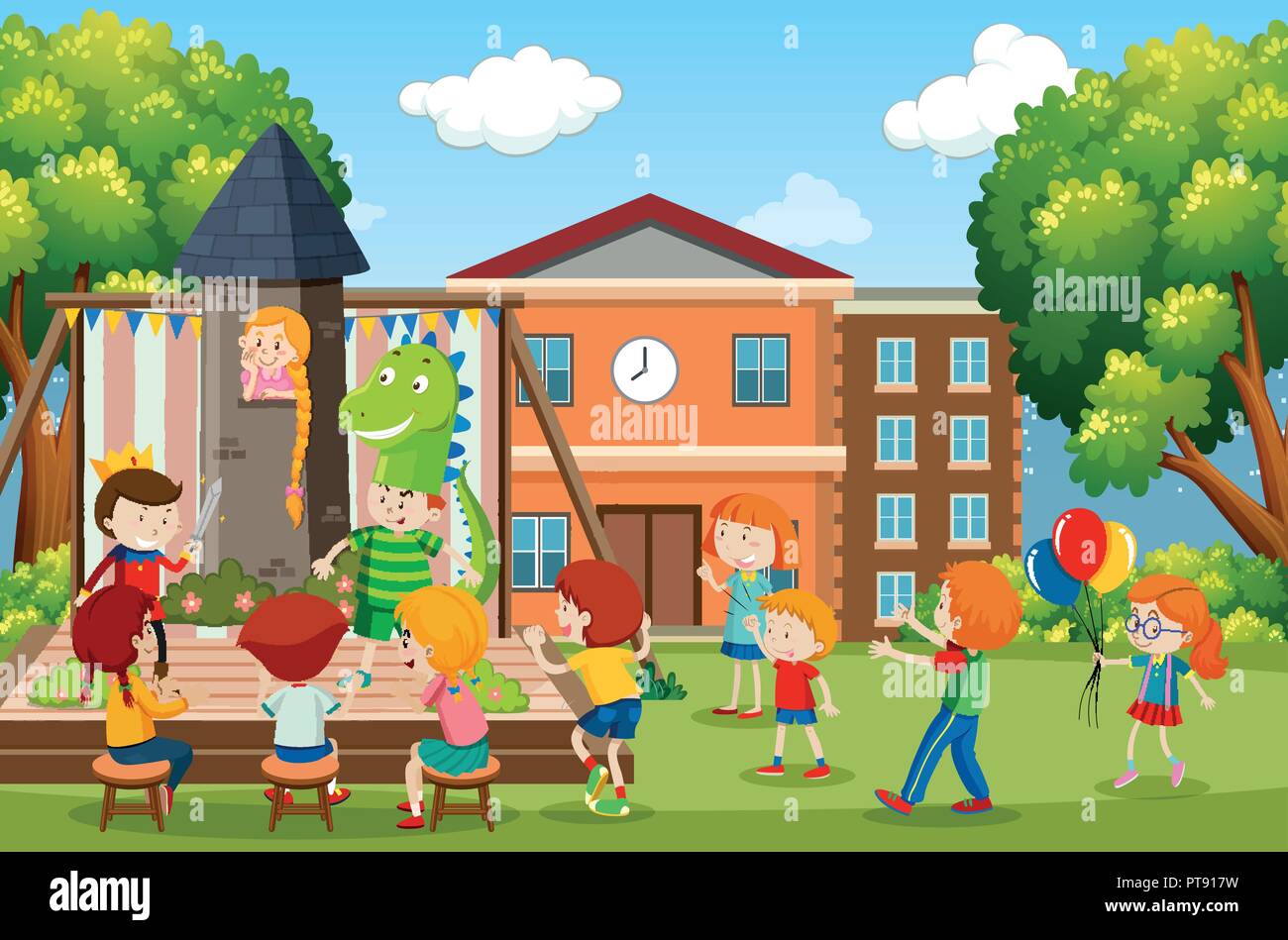 A children play scene illustration Stock Vector Image & Art - Alamy