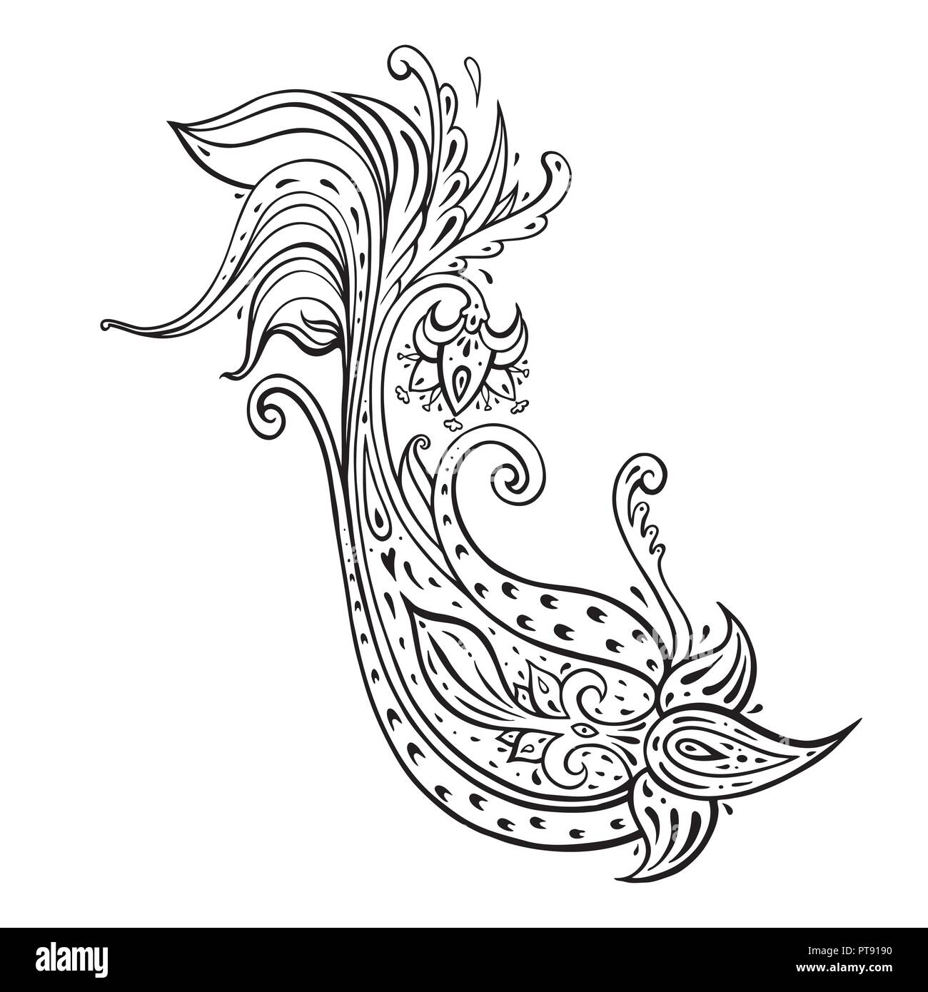 Paisley. Hand Drawn Boho ornament. Vector illustration Stock Vector ...