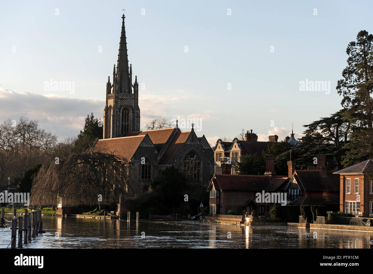 All Saints Church beside the river Thames at Marlow in buckinghamshire ...