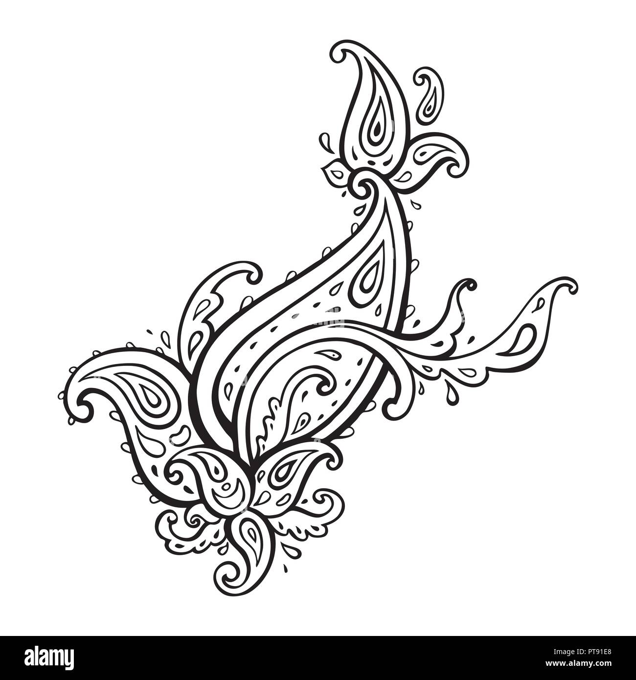 Exotic Paisley. Ethnic ornament. Hand Drawn Boho Vector illustration ...