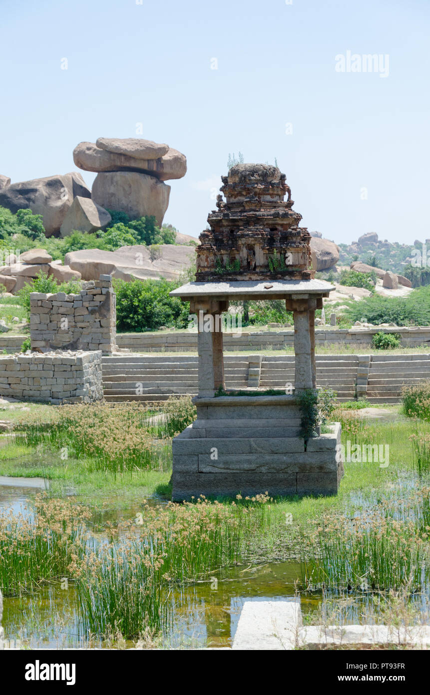 An artistic pavilion in the centre of the pushkarani - a public utility ...