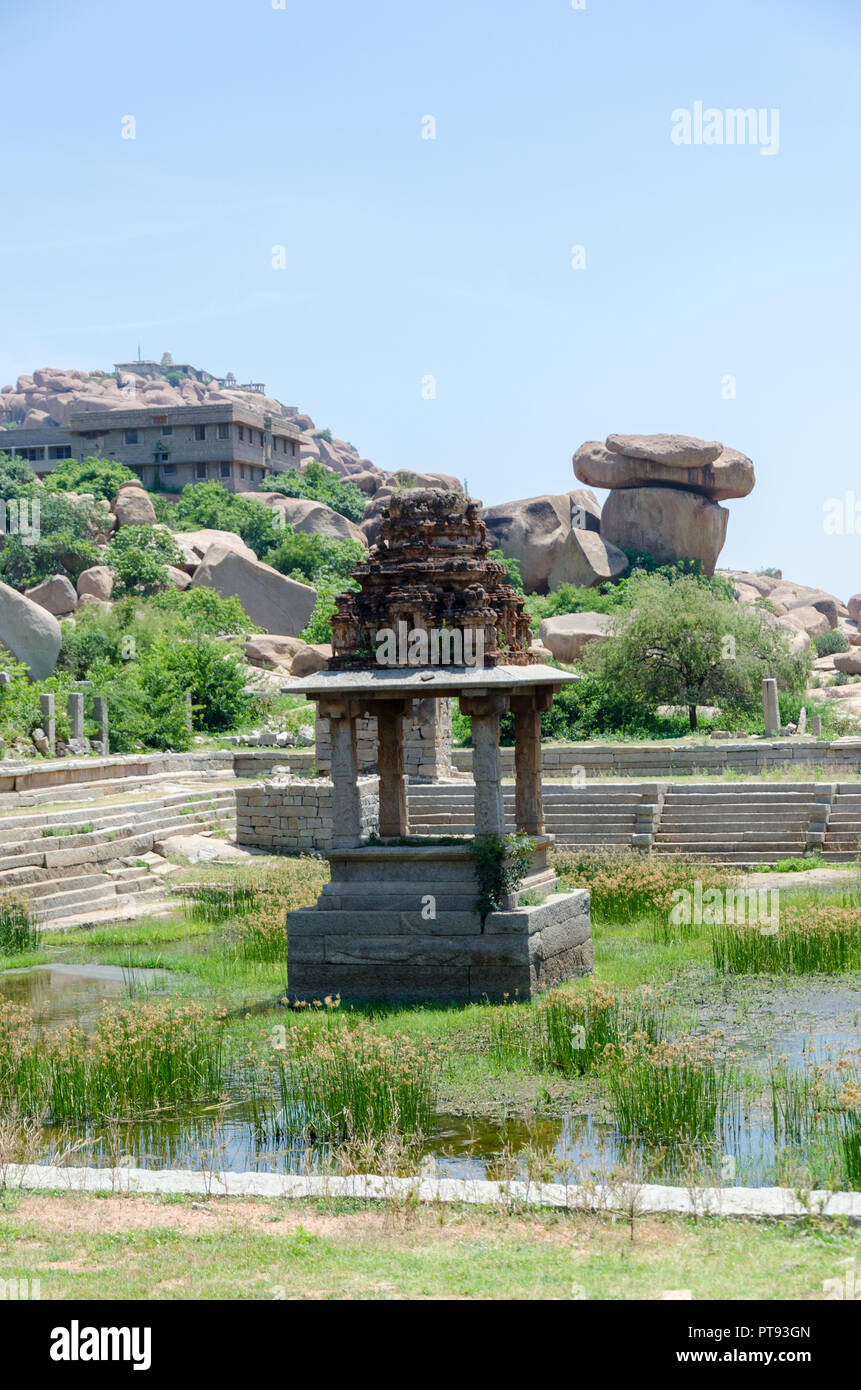 An artistic pavilion in the centre of the pushkarani - a public utility ...