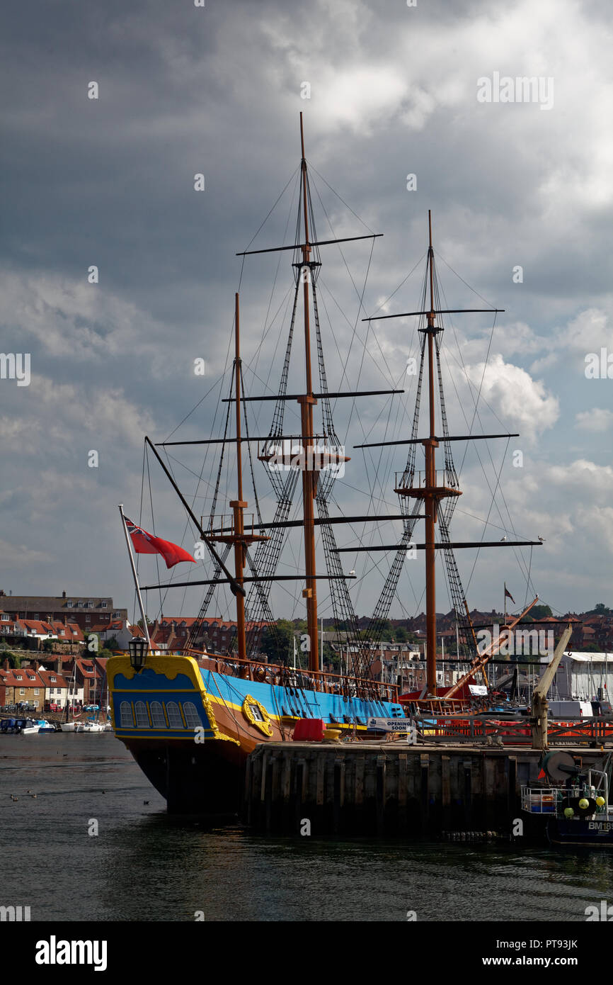 Full sized replica of Captain Cook's Endeavour, Whitby, Yorkshire ...