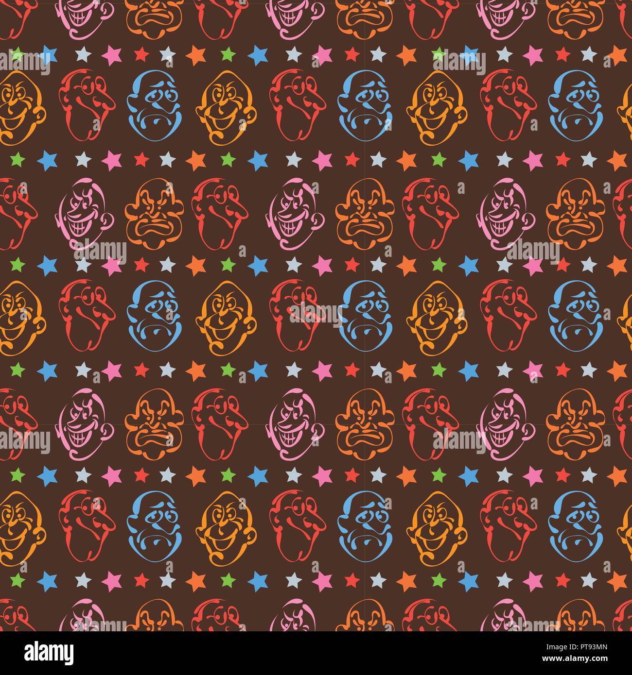 face emotion hand drawn pattern background with brown color Stock ...