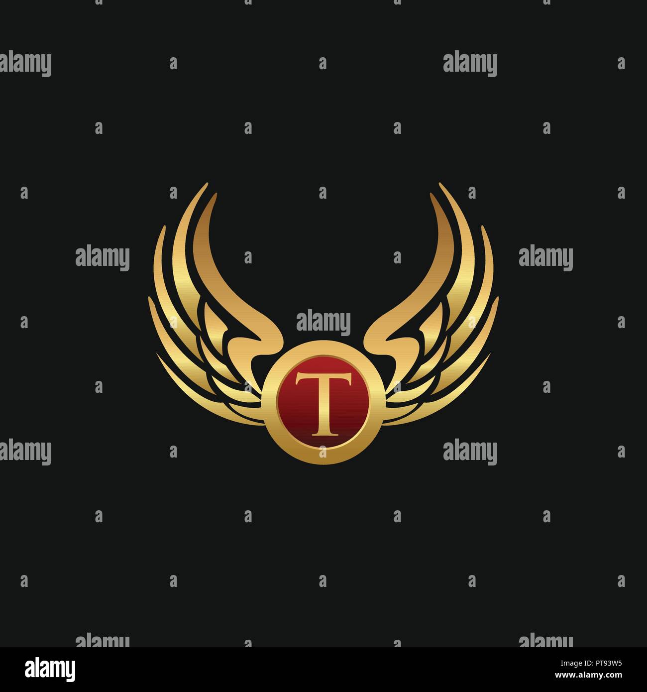 Luxury Letter T Emblem Wings logo design concept template Stock Vector ...