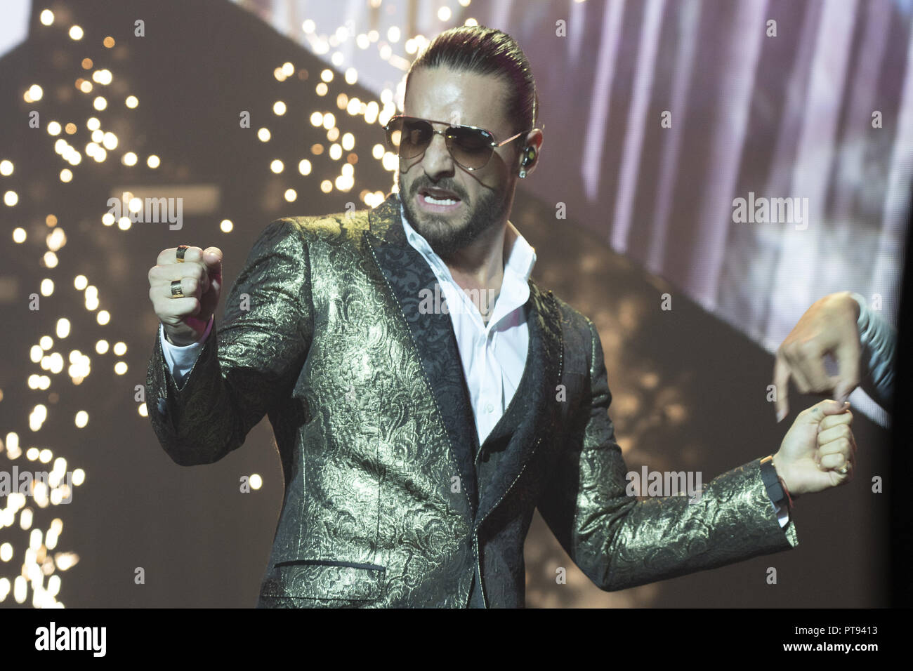 Columbian singer Maluma performs at the WiZink Center as part of his 'F ...