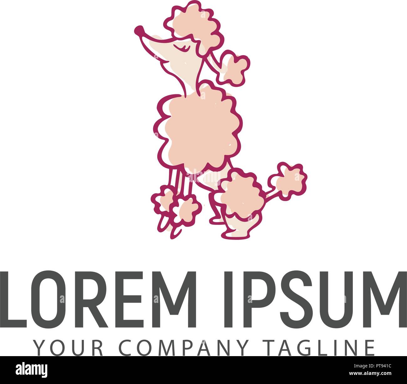 Stand dog logo. hand drawn poodle pet dog logo design concept template ...