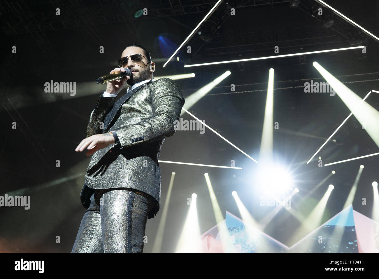 Columbian singer Maluma performs at the WiZink Center as part of his 'F ...