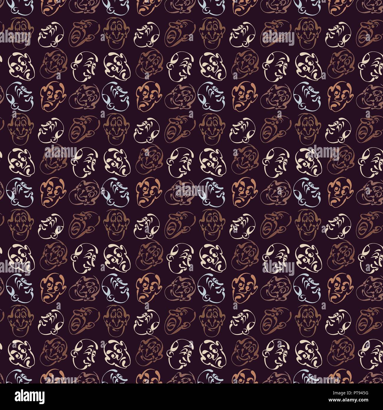 face emotion hand drawn pattern background with brown color Stock ...
