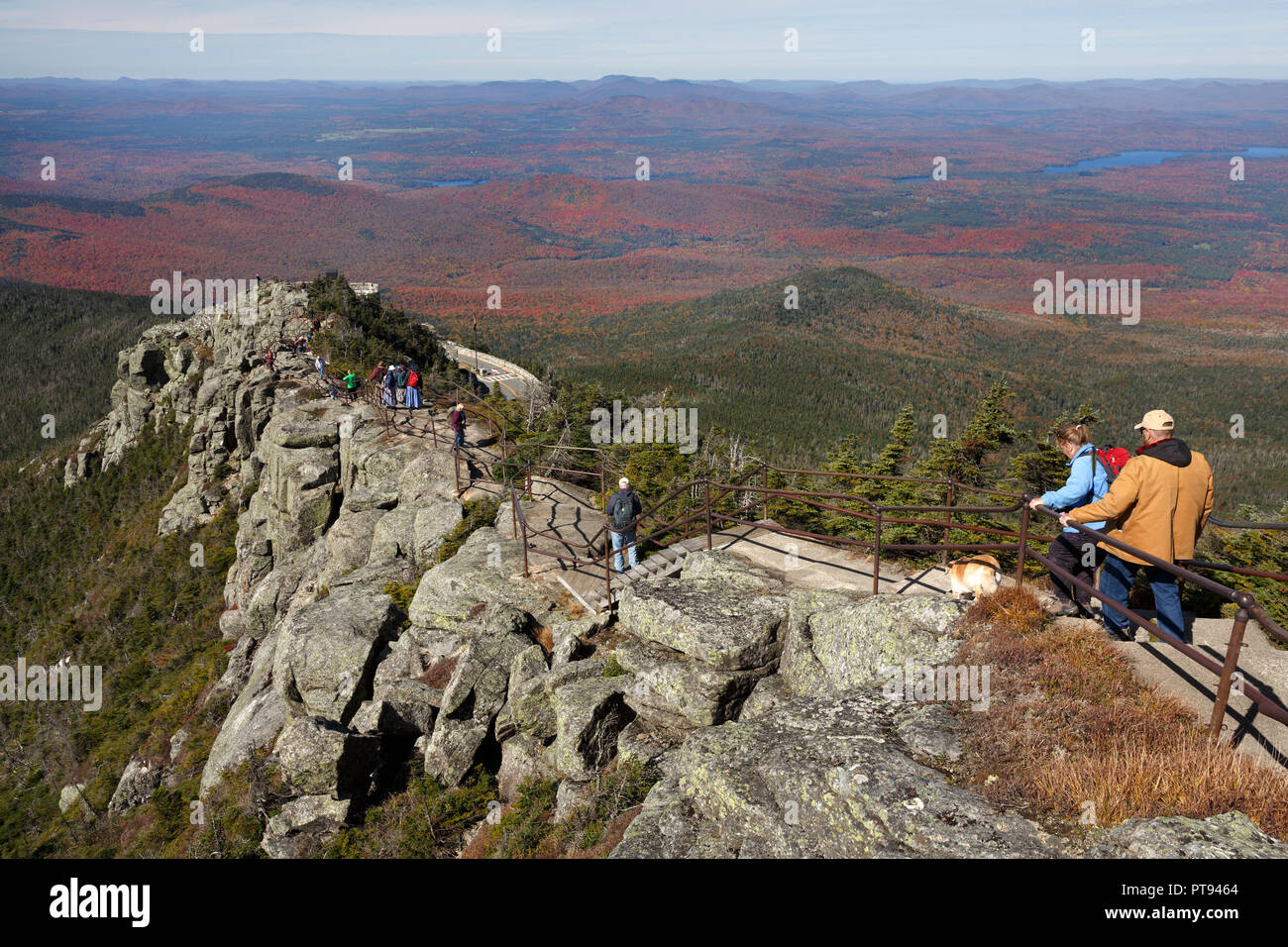 People on summit trail, Whiteface Mountain, Adirondacks, New York, USA ...