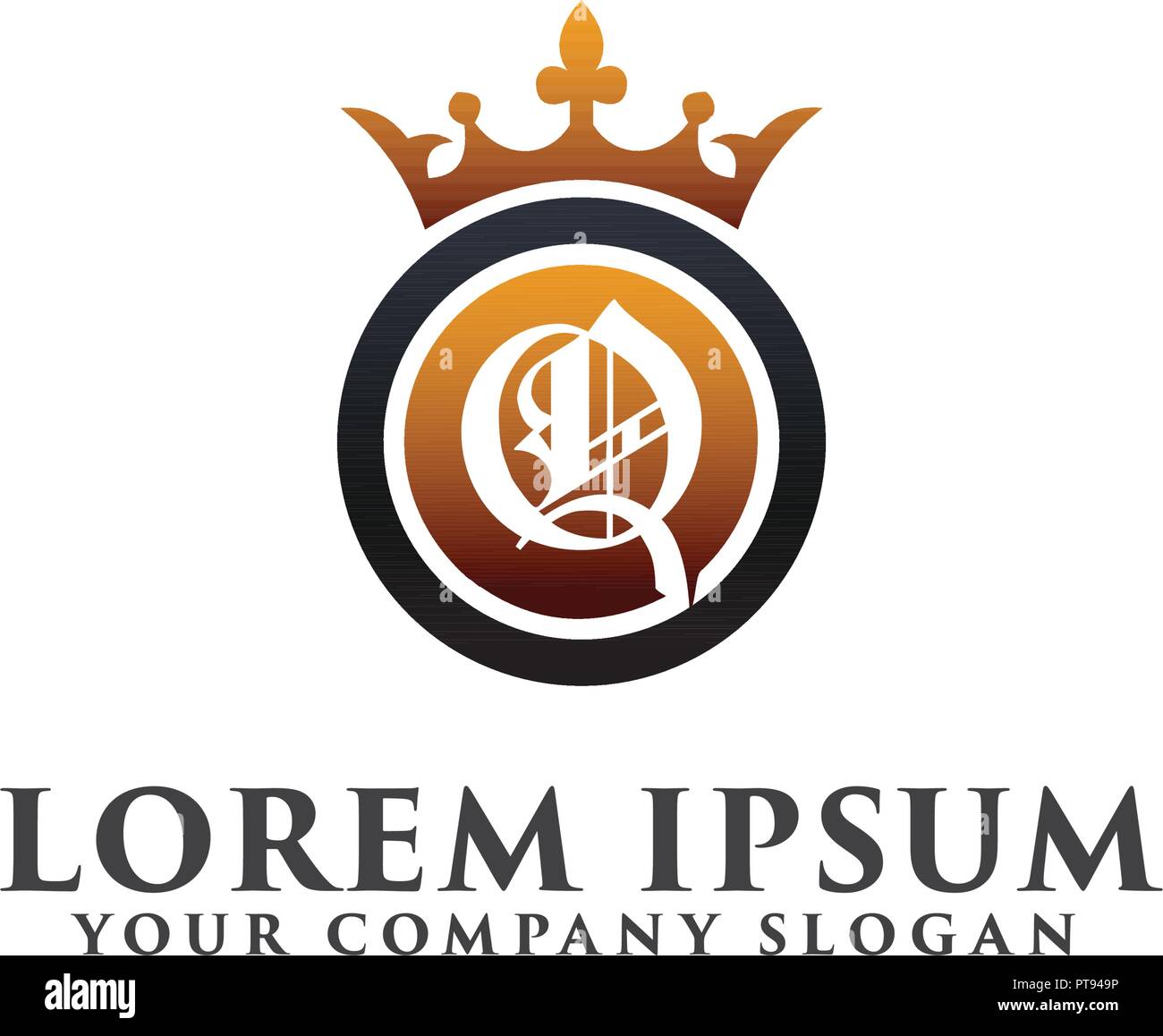 Luxury Letter q with crown Logo design concept template Stock Vector ...