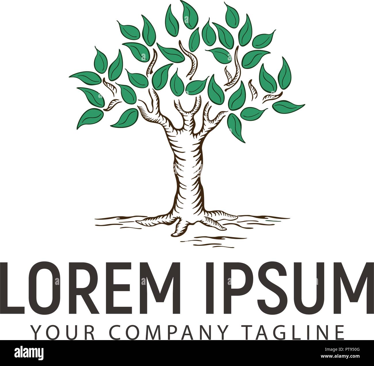 tree hand drawn logo design concept template Stock Vector Image & Art ...