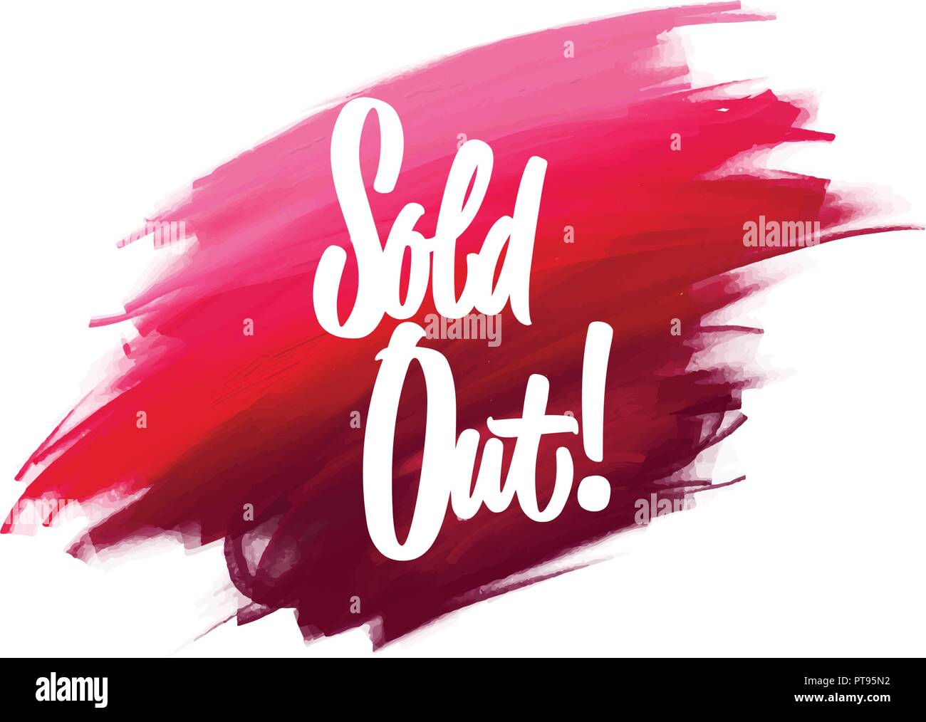 Hand-written lettering brush phrase Sold out with watercolor background ...