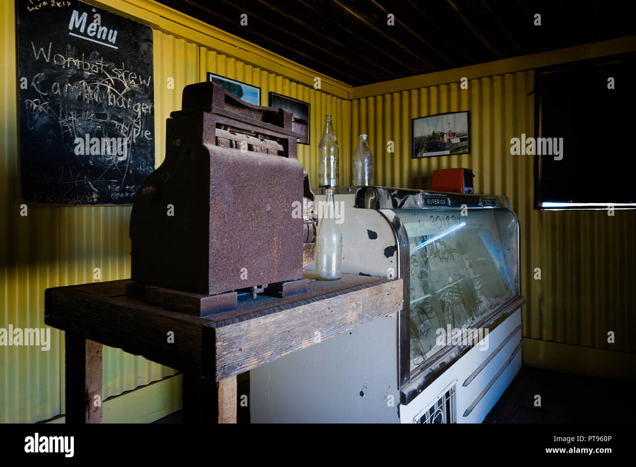 Interior of Old Nullabor Roadhouse shop is now a historical display ...