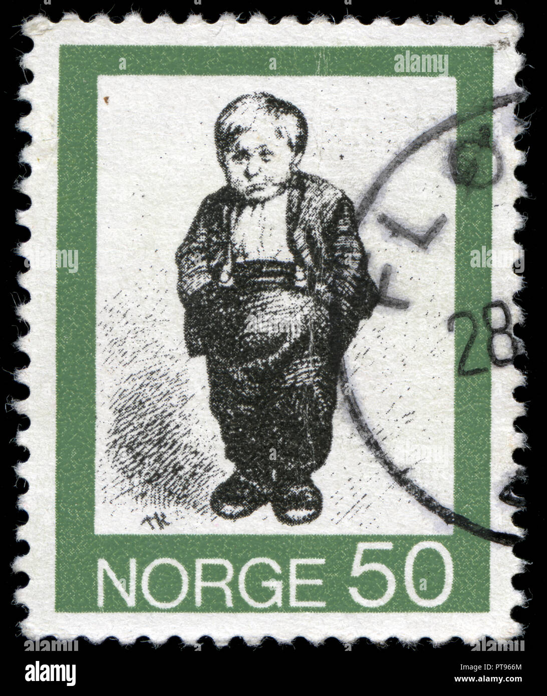 Postmarked stamp from Norway in the Sages series issued in Stock Photo ...