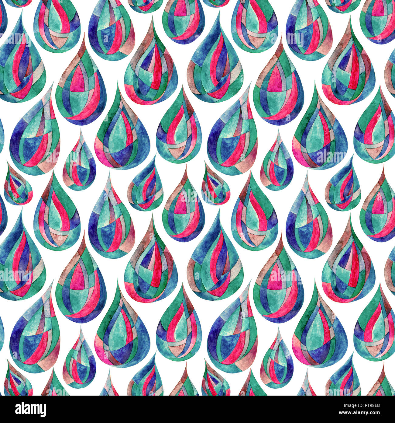 Watercolor rain drops seamless pattern. Hand painted abstract colorful ...