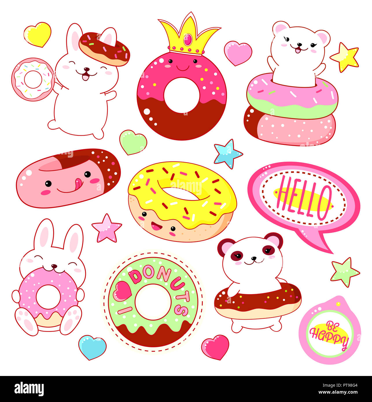 Happy donut in cartoon Cut Out Stock Images & Pictures - Alamy