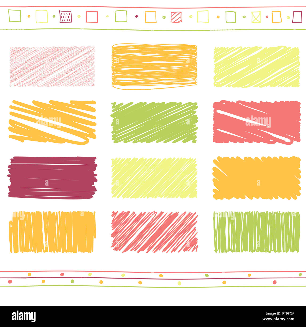 Vector collection of retro scribbled lines with hand drawn style of ...