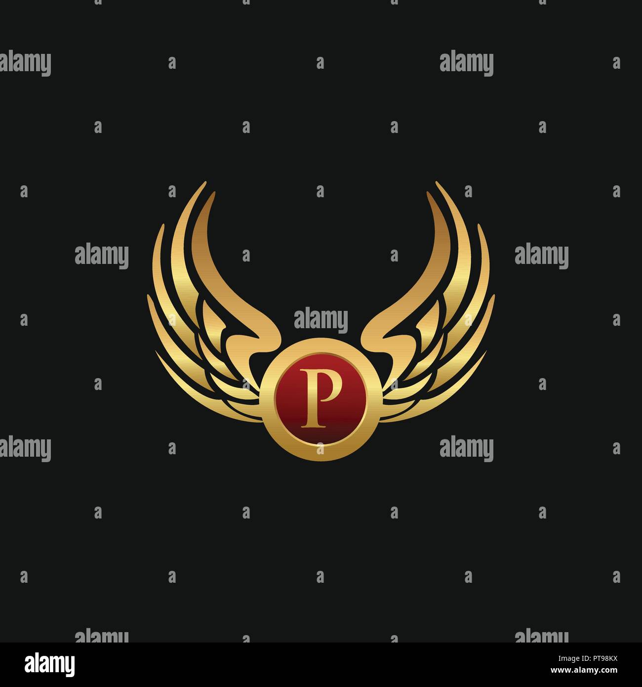 Luxury Letter P Emblem Wings logo design concept template Stock Vector ...