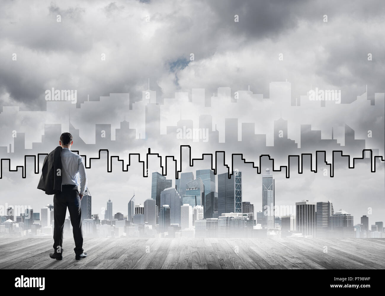 Motivation and inspiration concept with modern cityscape and ...