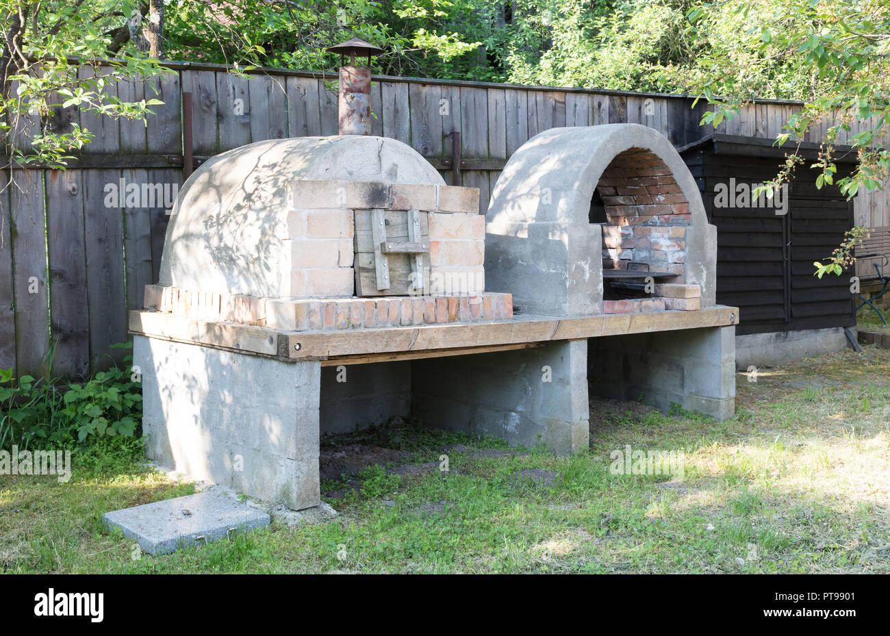 Barbecue made of bricks in a garden in Romania Stock Photo - Alamy