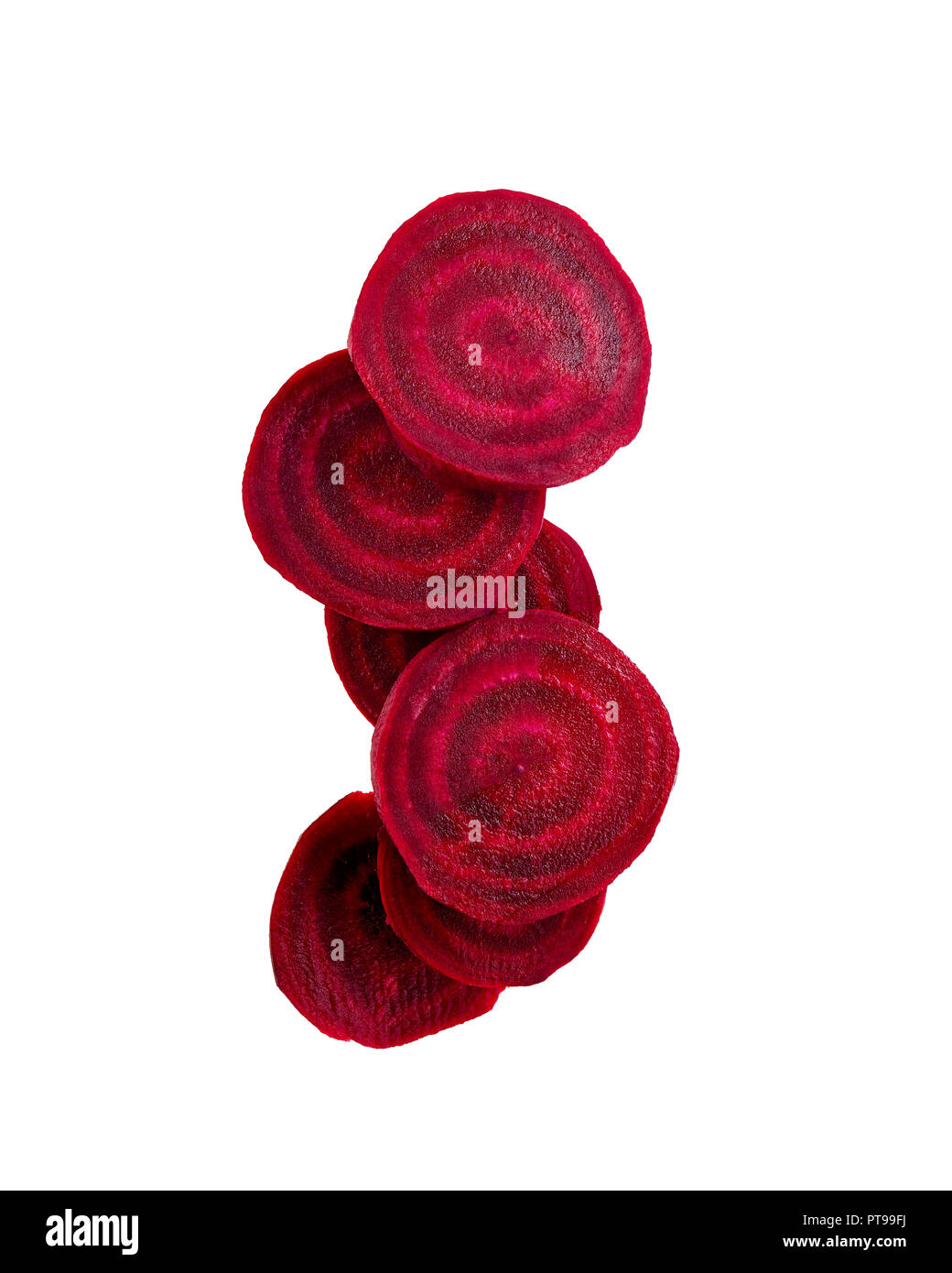 Slices of red beetroot against white background. Fresh young sliced ...