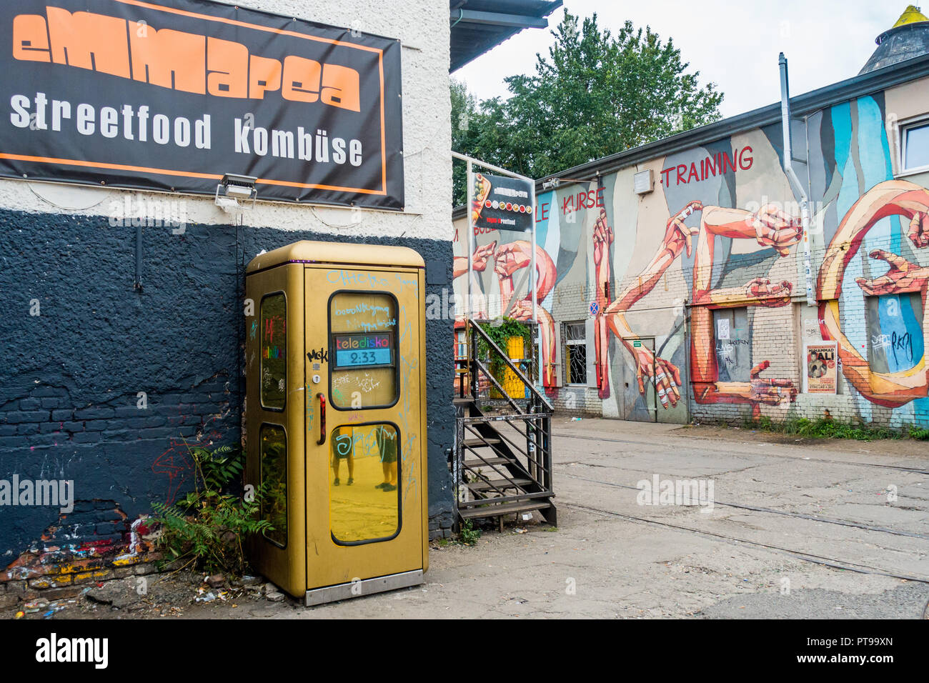 Berlin, gold telephone booth is world's smallest disco, RAW district ...