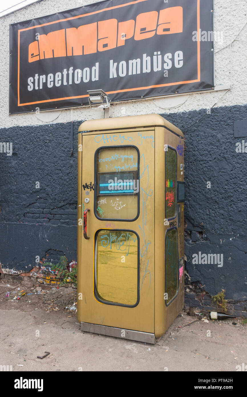 Berlin, gold telephone booth is world's smallest disco, RAW district ...