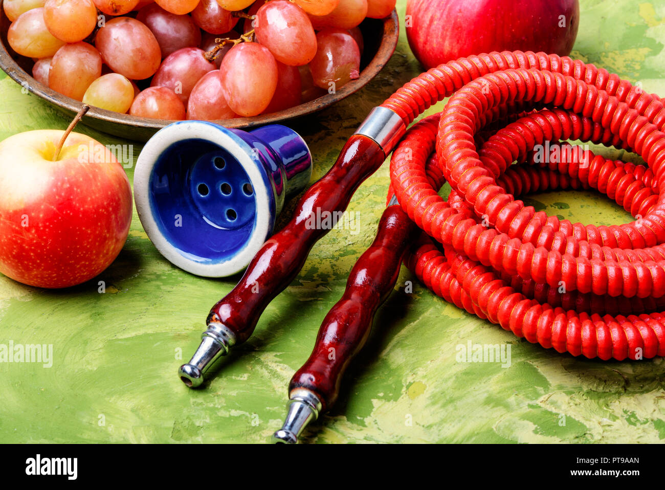 Turkish smoking hookah with taste of a fruit mixture of grapes and ...