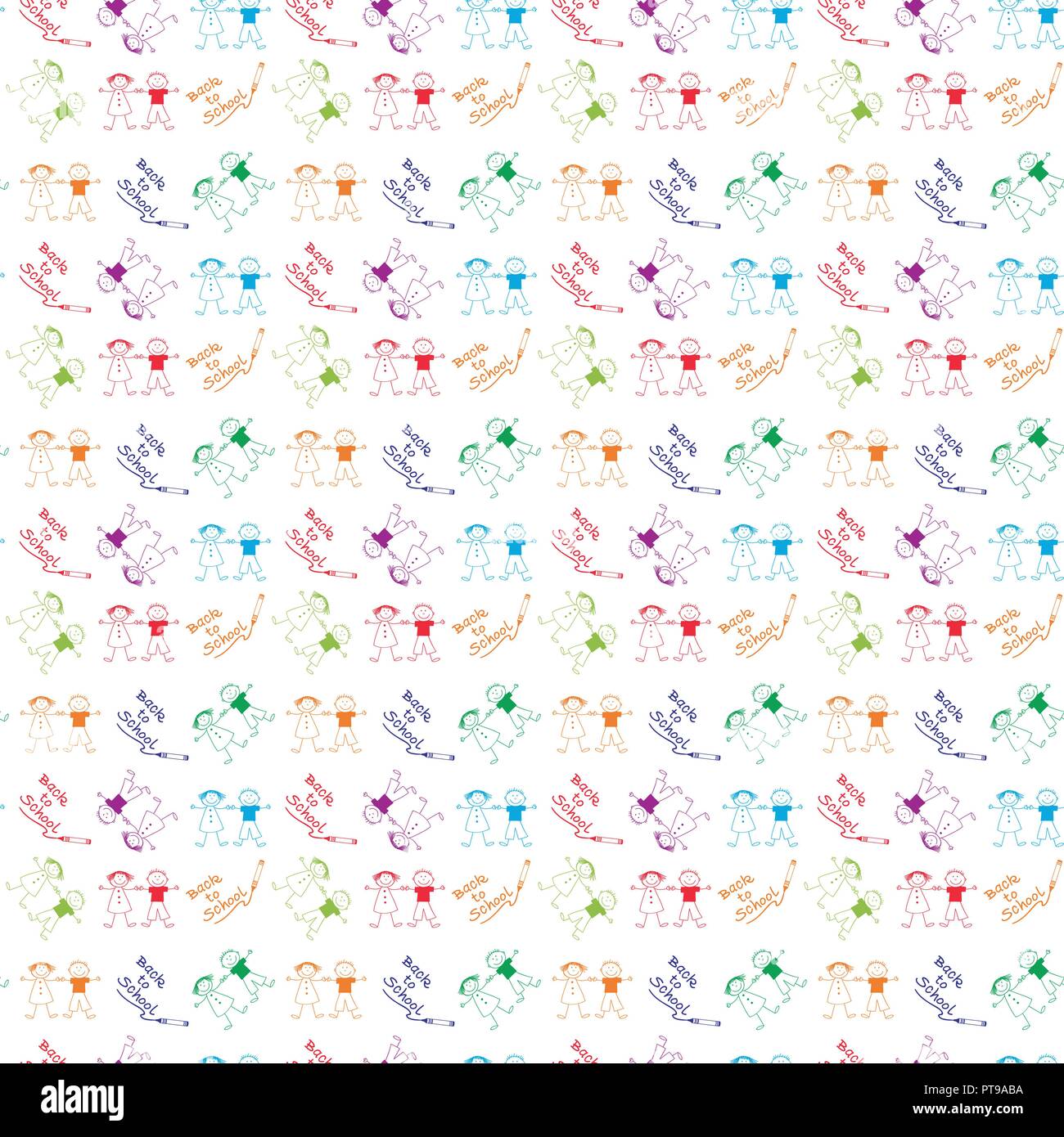 Back to School Kids hand drawn pattern background Stock Vector Image ...