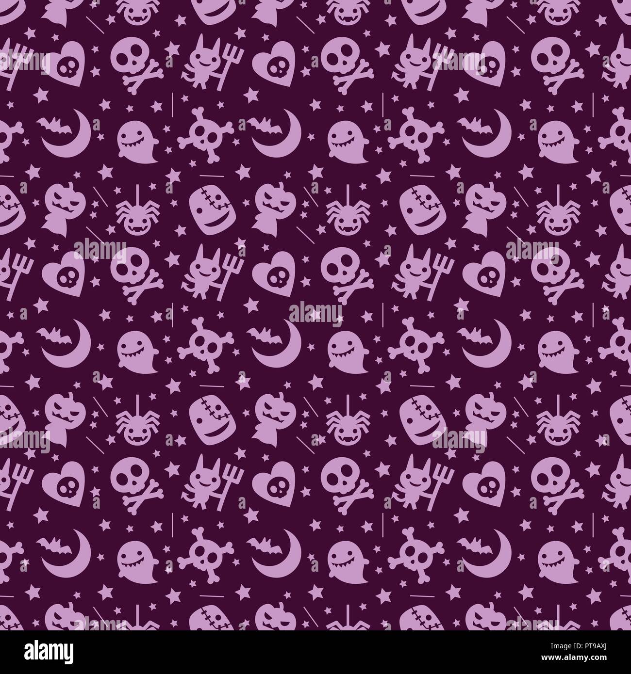 cute halloween pattern background with purple color Stock Vector Image ...