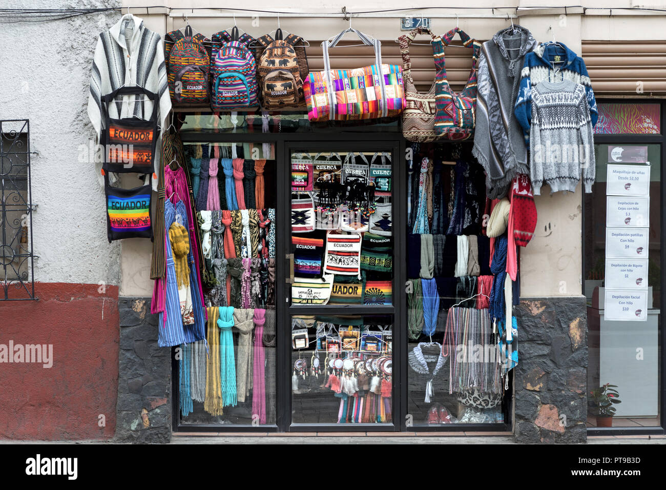 Ecuadorian bags & clothes in a shop Cuenca Ecuador Stock Photo - Alamy